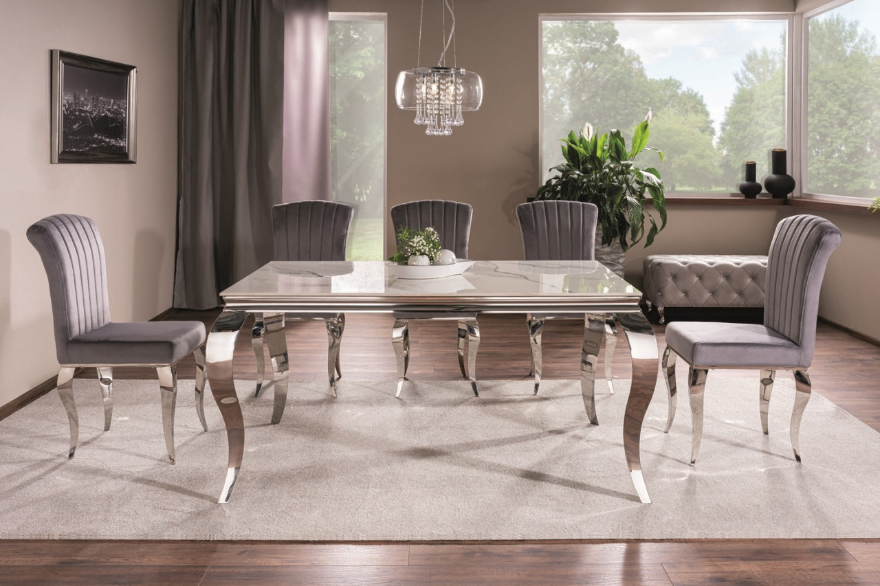 Tavolo in ceramica Calacatta Prince in bianco/cromo - l90 x l150 x h75 ...
